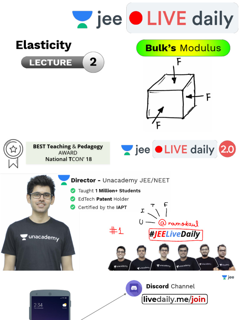JEE - Elasticity L2 - Bulk Modulus - Class 11 - Unacademy JEE - JEE ...