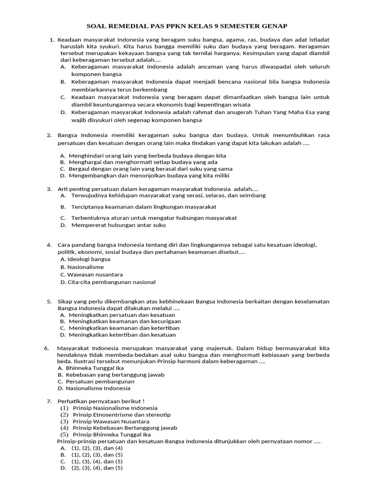 Soal PAS Kls 9 Sem Genap (2024) Remedial | PDF