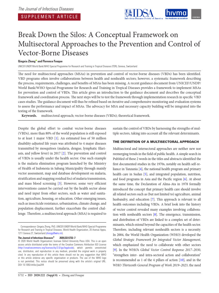Break Down the Silos A Conceptual Framework on Multisectoral Approaches to the Prevention and ...