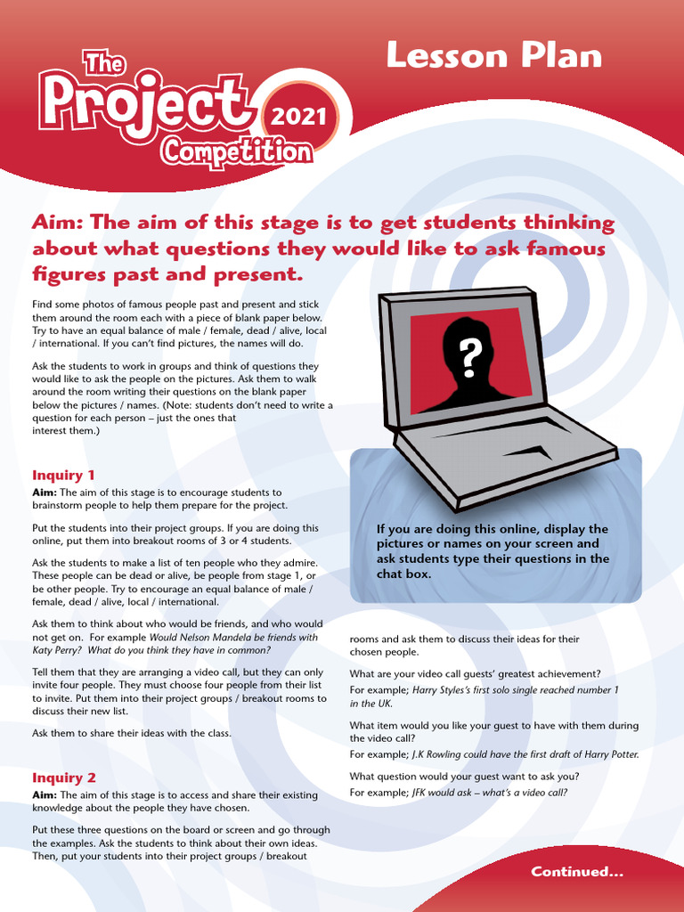 Project Competition 2021 Lesson Plan | PDF