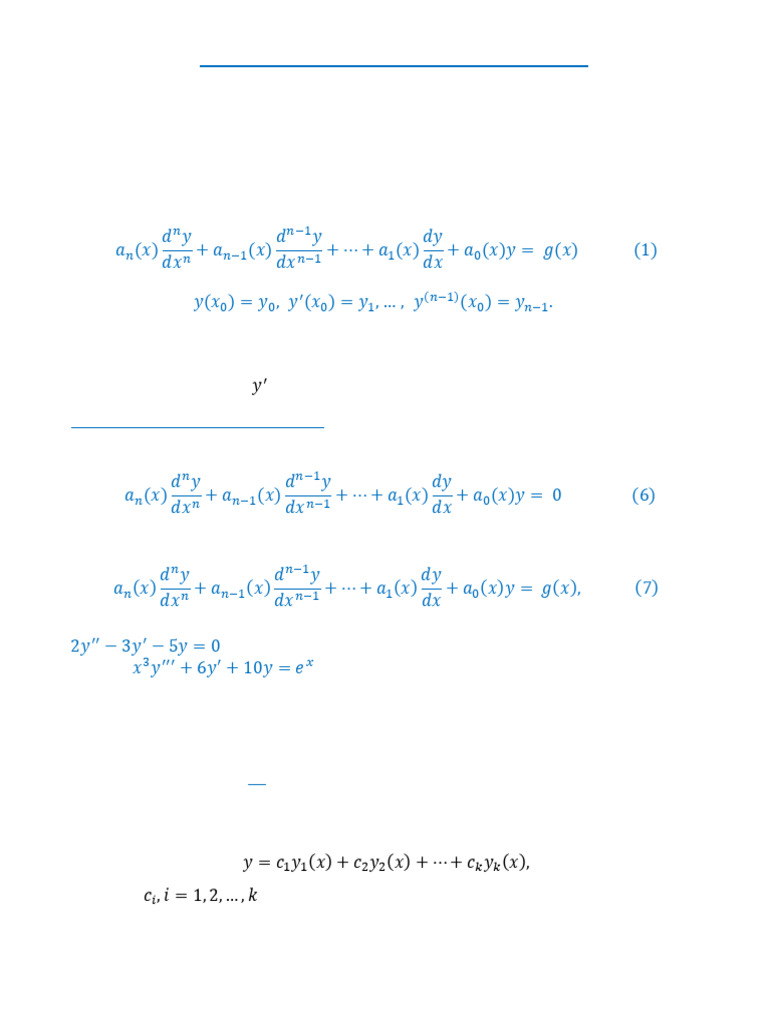 Intro To Higher Order ODEs | PDF | Ordinary Differential Equation | Equations