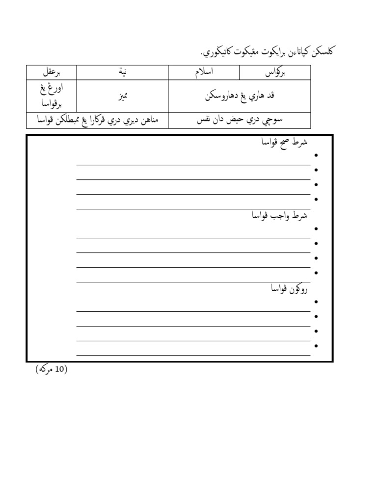 Latihan Feqah Tahun 5 Puasa | PDF