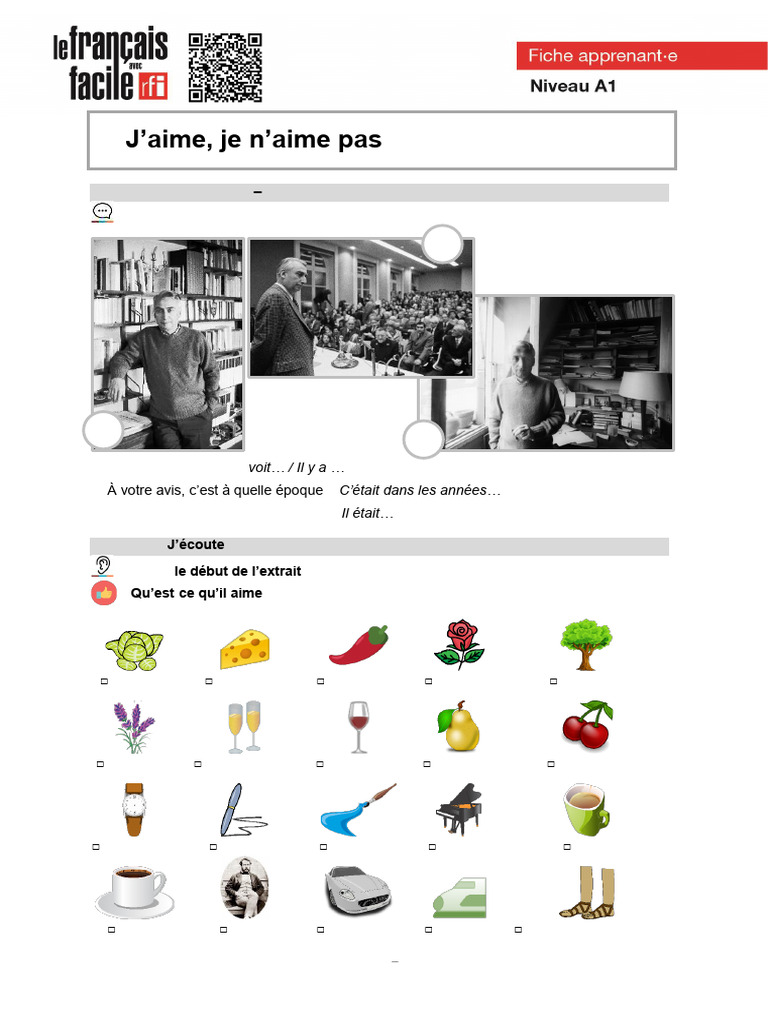 A1-Jaime Jenaimepas Gouts FICHE APPRENANT-1 | PDF