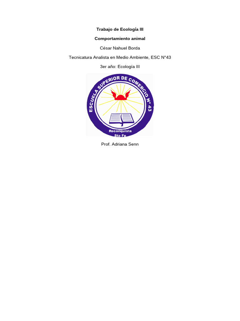 Ecologia III Comportamiento Animal | PDF