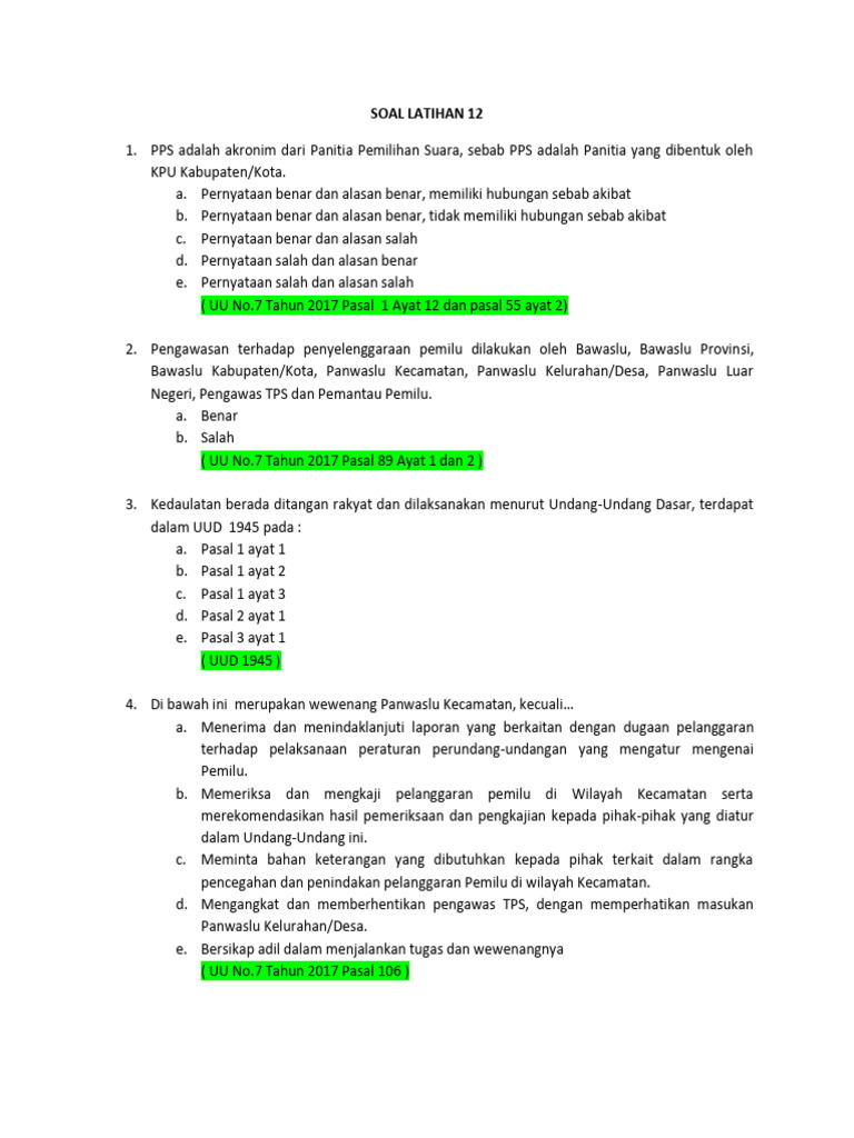 Soal Latihan Kpu | PDF