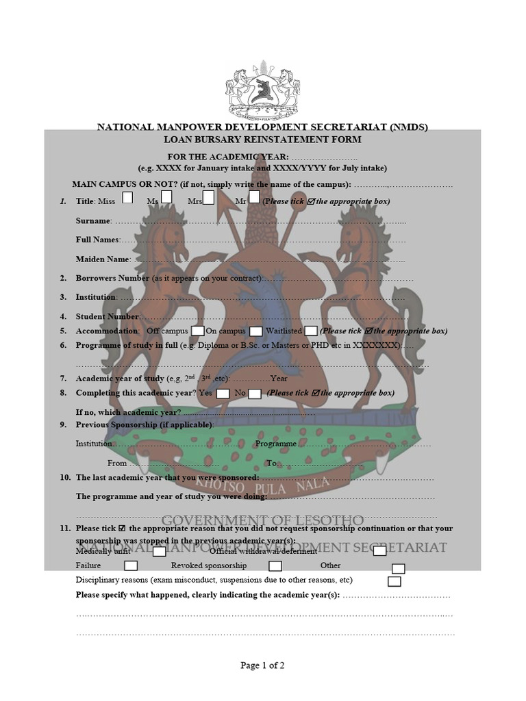 NMDS Reinstatement Form | PDF