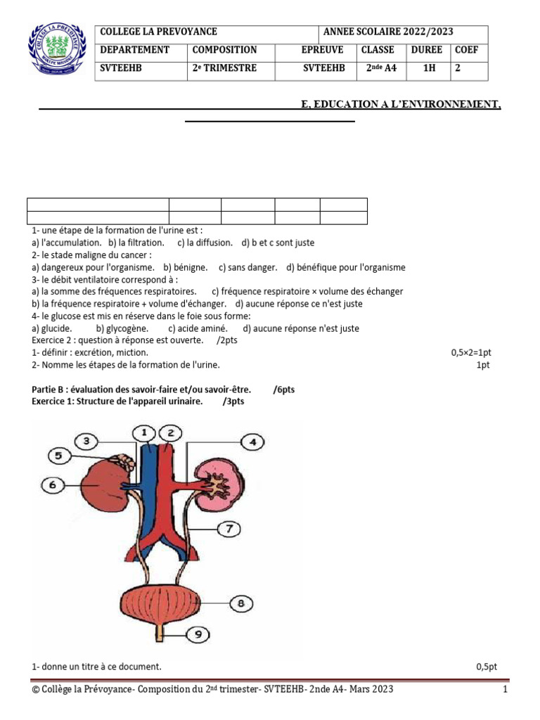 SVTEEHB 2nde A4 Compo Trim2 Mars 2023 | PDF