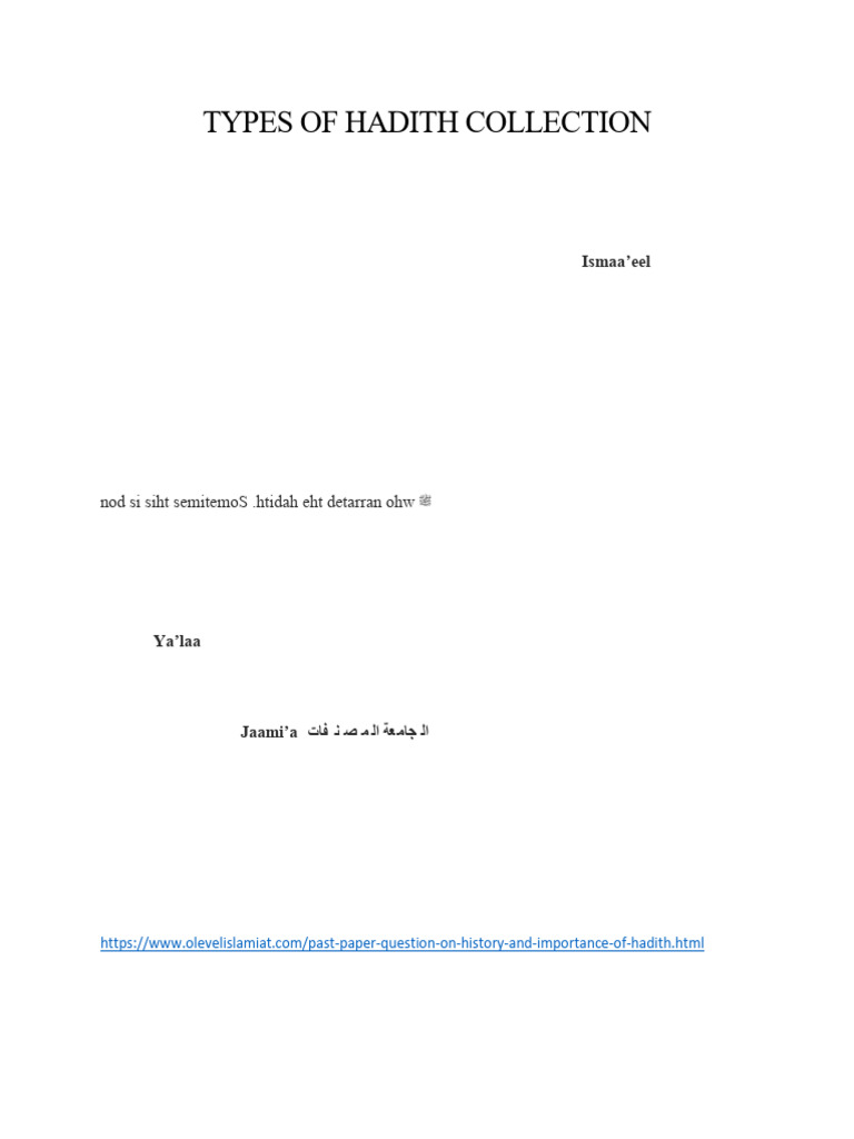 Types of Hadith Collection | PDF