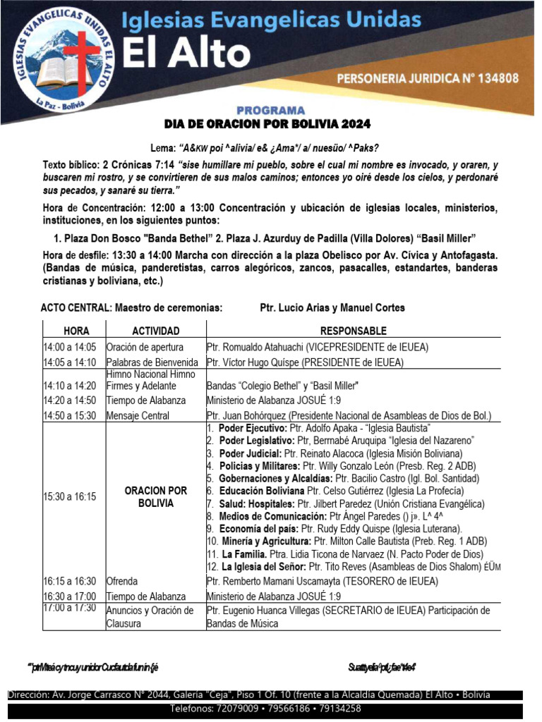 Programa Oración Por Bolivia | PDF