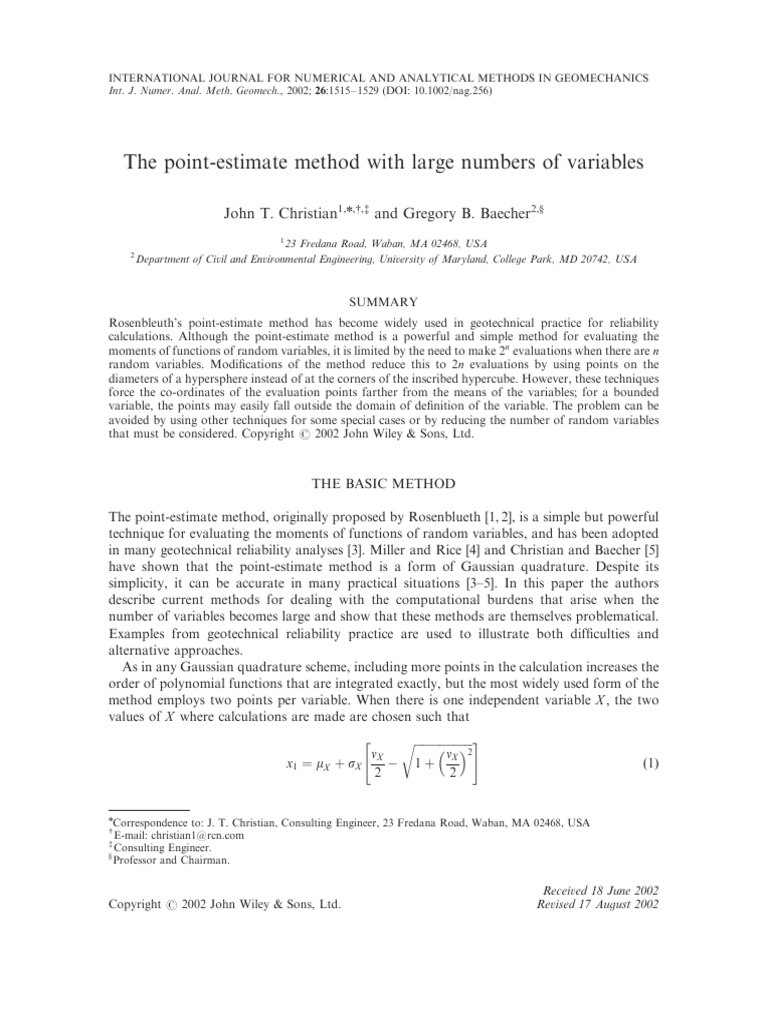 The Point-Estimate Method With Large Numbers of Va | PDF