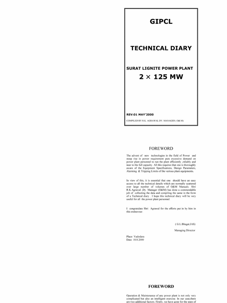 Gipcl Technical Diary | PDF