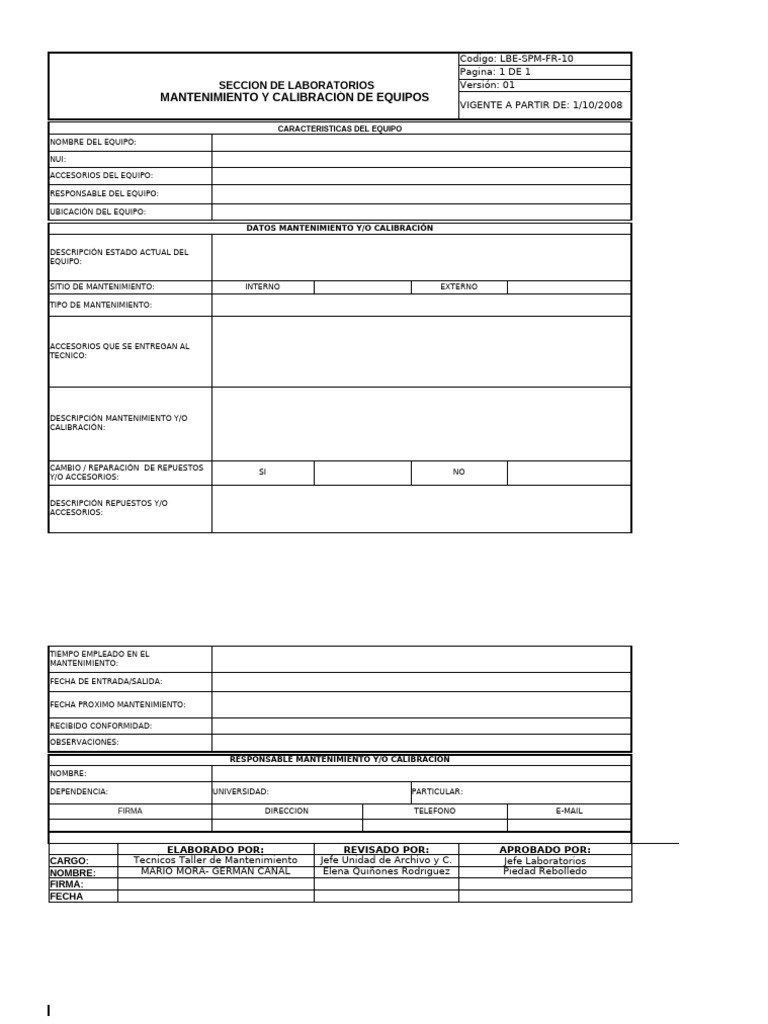 Copia de SST - FO.38 Hoja de Vida de Equipo | PDF | Calibración Copia de SST - FO.38 Hoja de Vida de Equipo | PDF | Calibración