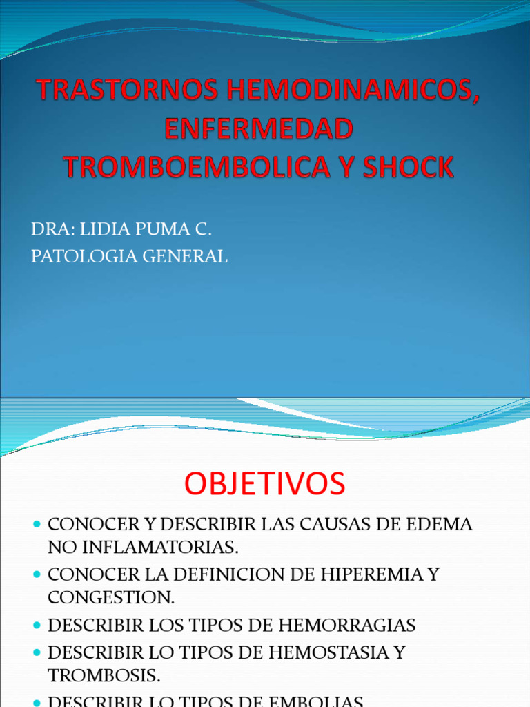 Trastornos Hemodinamicos, Enfermedad Tromboembolica y Shock | PDF | Edema | Salud y bienestar