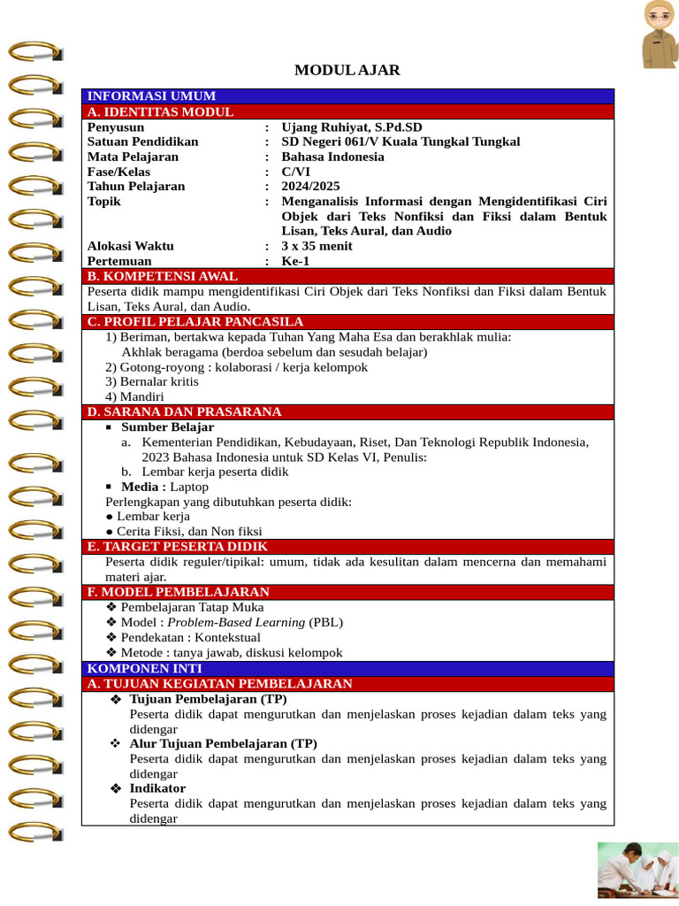 Modul Ajar Bi Pertemuan 1 | PDF