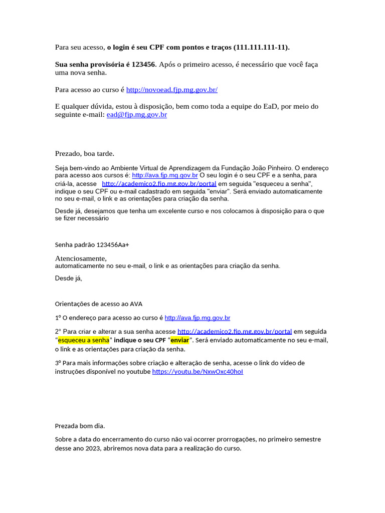Modelo de Email (Antigo) | PDF