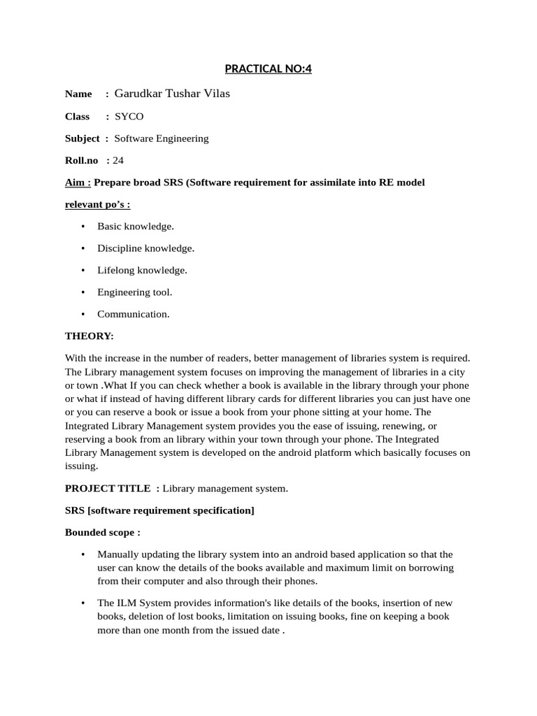 Practical No.4 | PDF