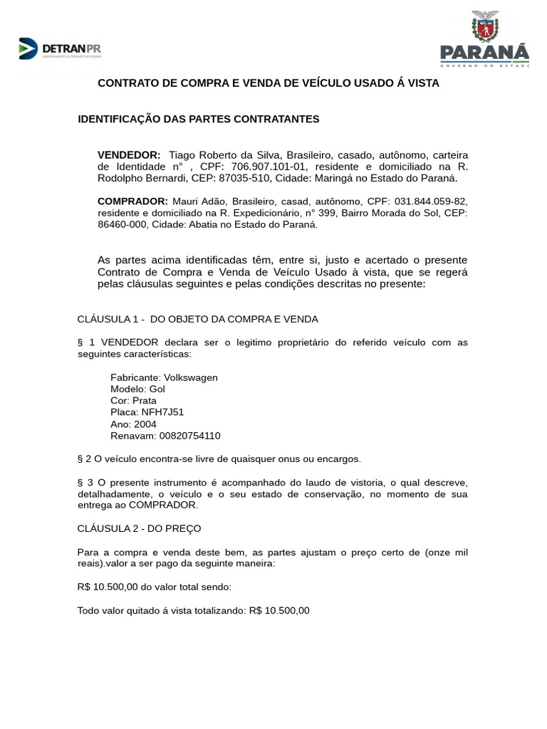 Contrato de Compra e Venda | PDF