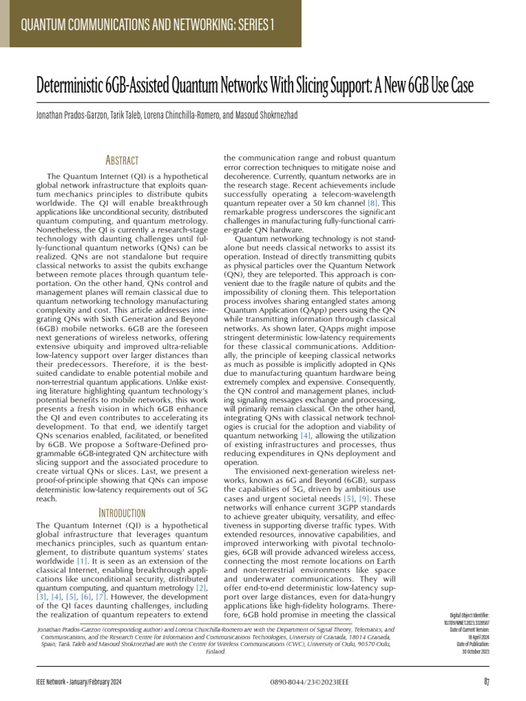 Deterministic 6GB-Assisted Quantum Networks With Slicing Support A New ...
