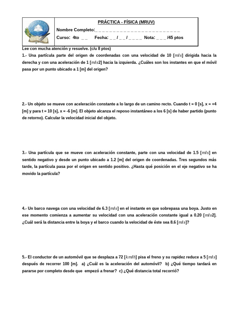 Practica MRUV Parte II | PDF