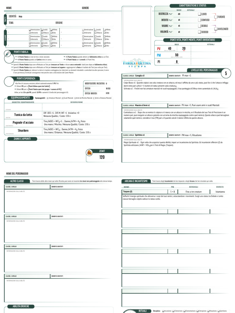 NINJA Fabula Ultima | PDF