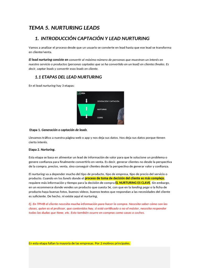 Tema 5 Nurturing Leads | PDF