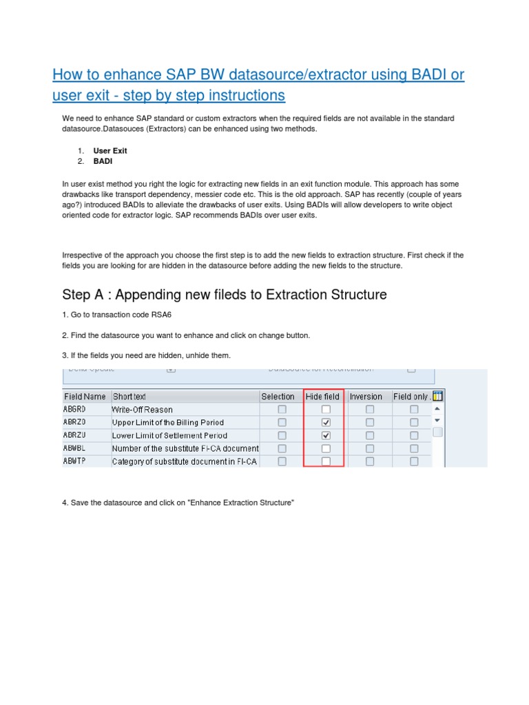 How To Enhance SAP BW Data Source | PDF | Computer Data | Software Development