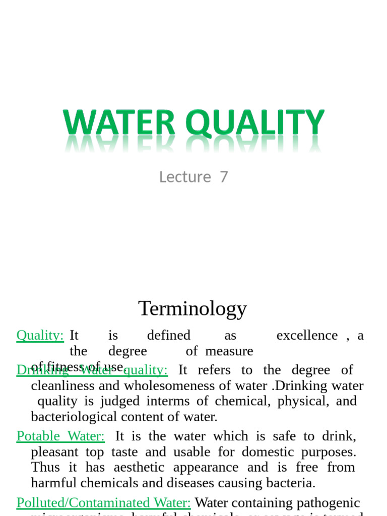 Lec-6 Water Quality Criteria and Standards | PDF