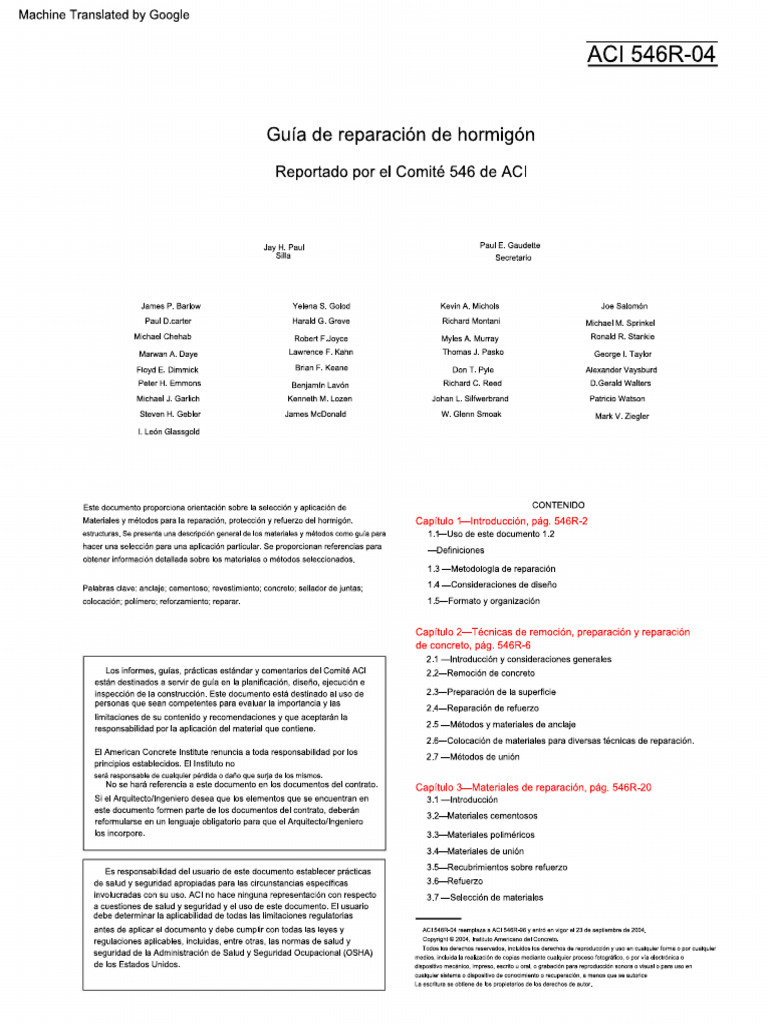 Aci 546R Reparación Concreto Traducida | PDF