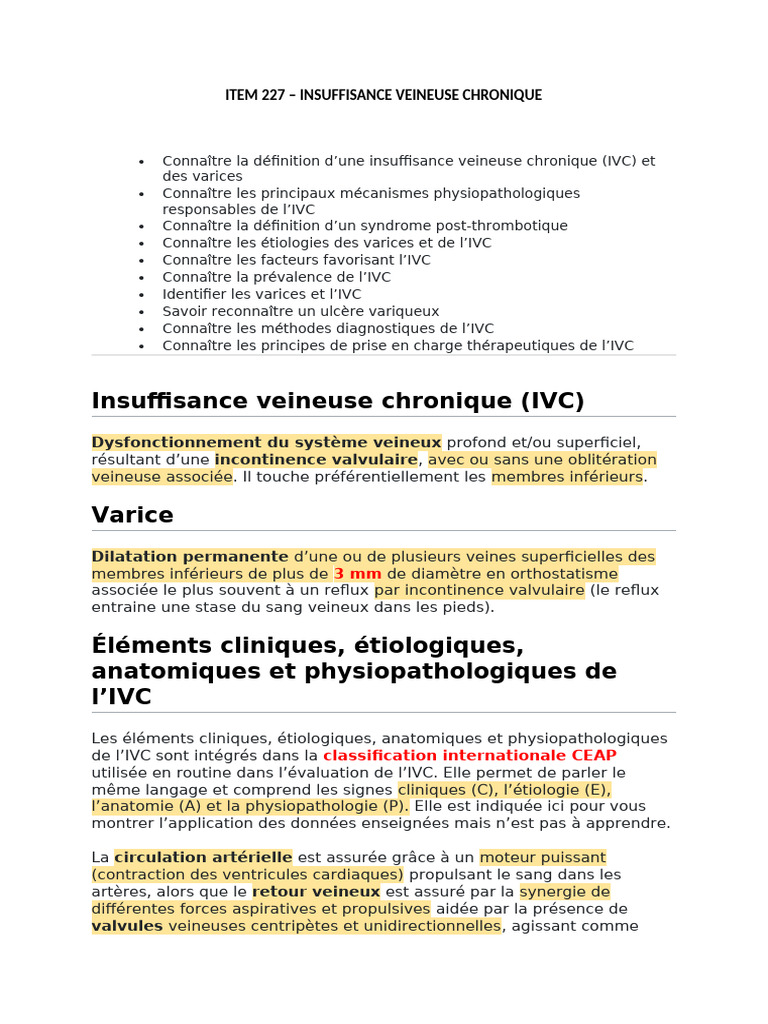 Item 227 - Insuffisance Veineuse Chronique | PDF