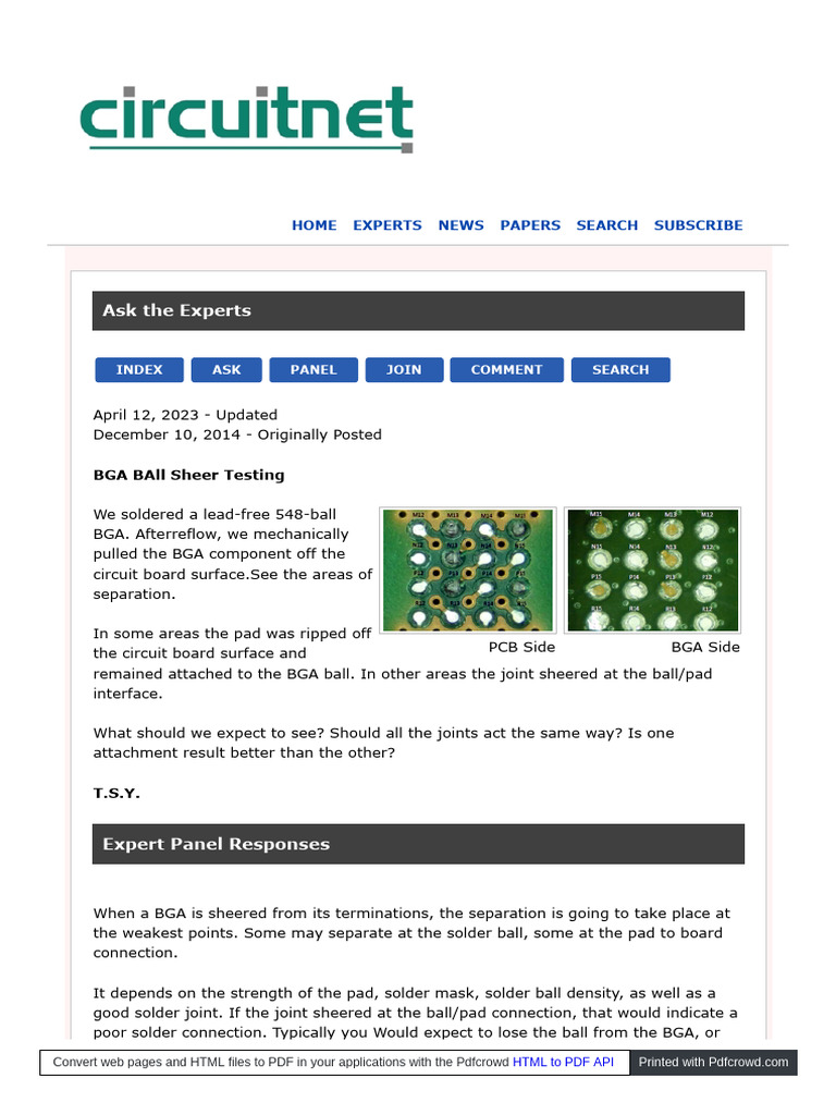 BGA BAll Sheer Testing | PDF