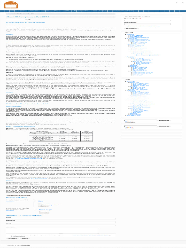 Bac HG 1er Groupe S, L 2019 - Sunudaara | PDF