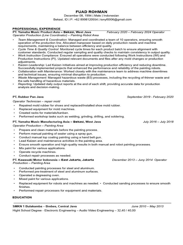 Line Coordinator | PDF