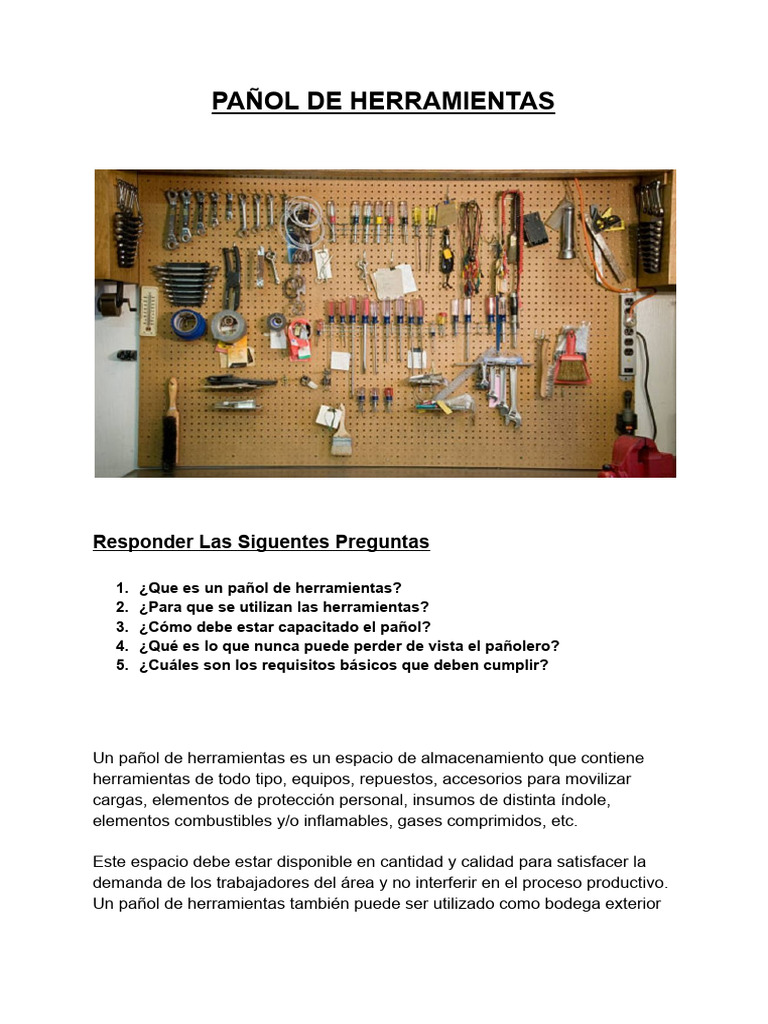 01.TP - Herramientas Del Pañol | PDF