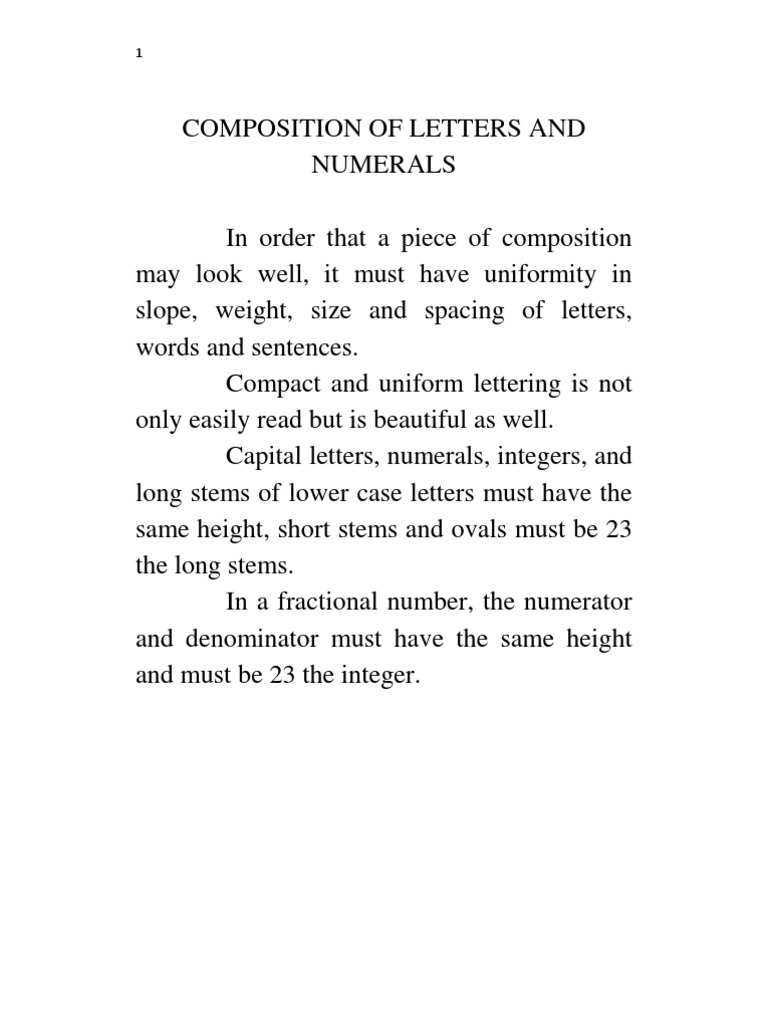 Letter and Numeral Composition Guide | PDF