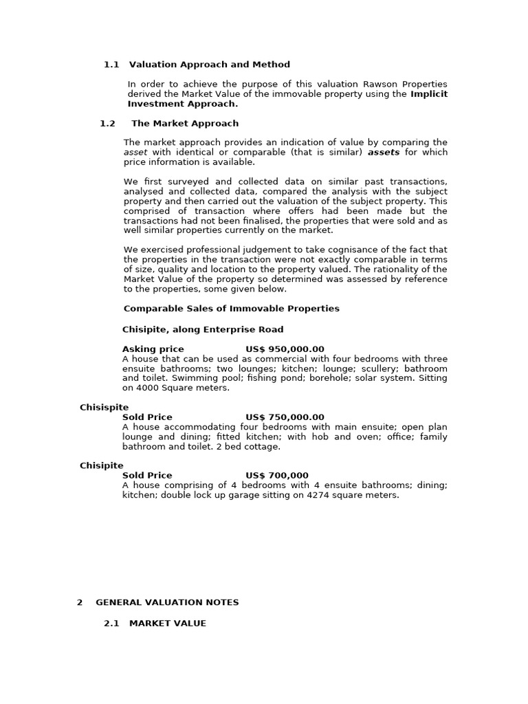 Valuation Approach and Method | PDF