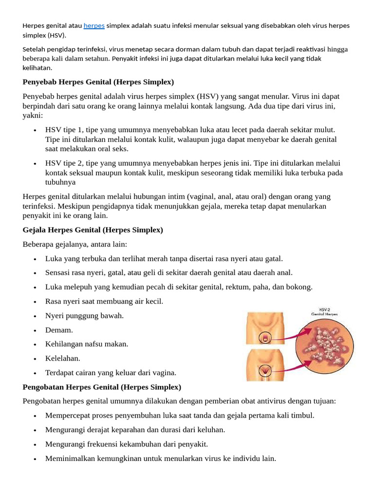 Penyebab Herpes Genital (Herpes Simplex) | PDF