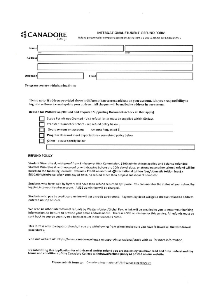 Canadore Refund Form | PDF
