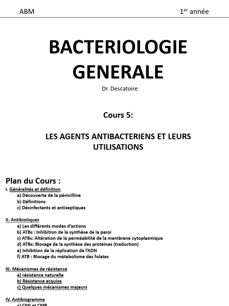 Cours 5 Atb | PDF | Penicillin | Antimicrobial Resistance