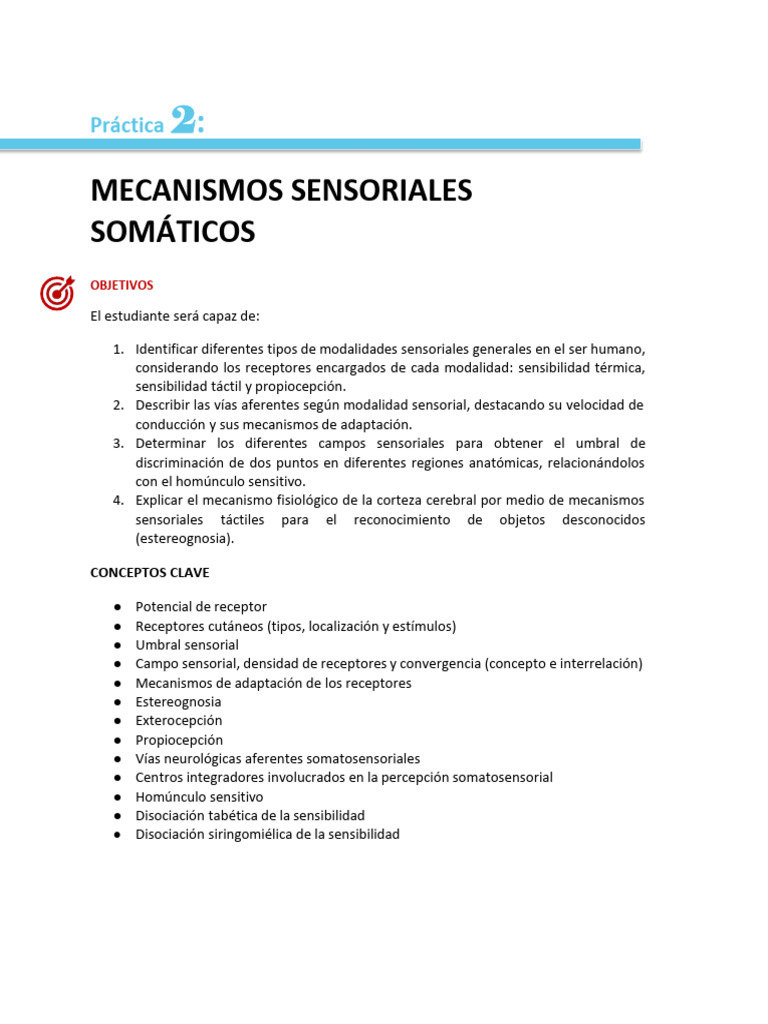 Mecanismos Sensoriales Somaticos | PDF
