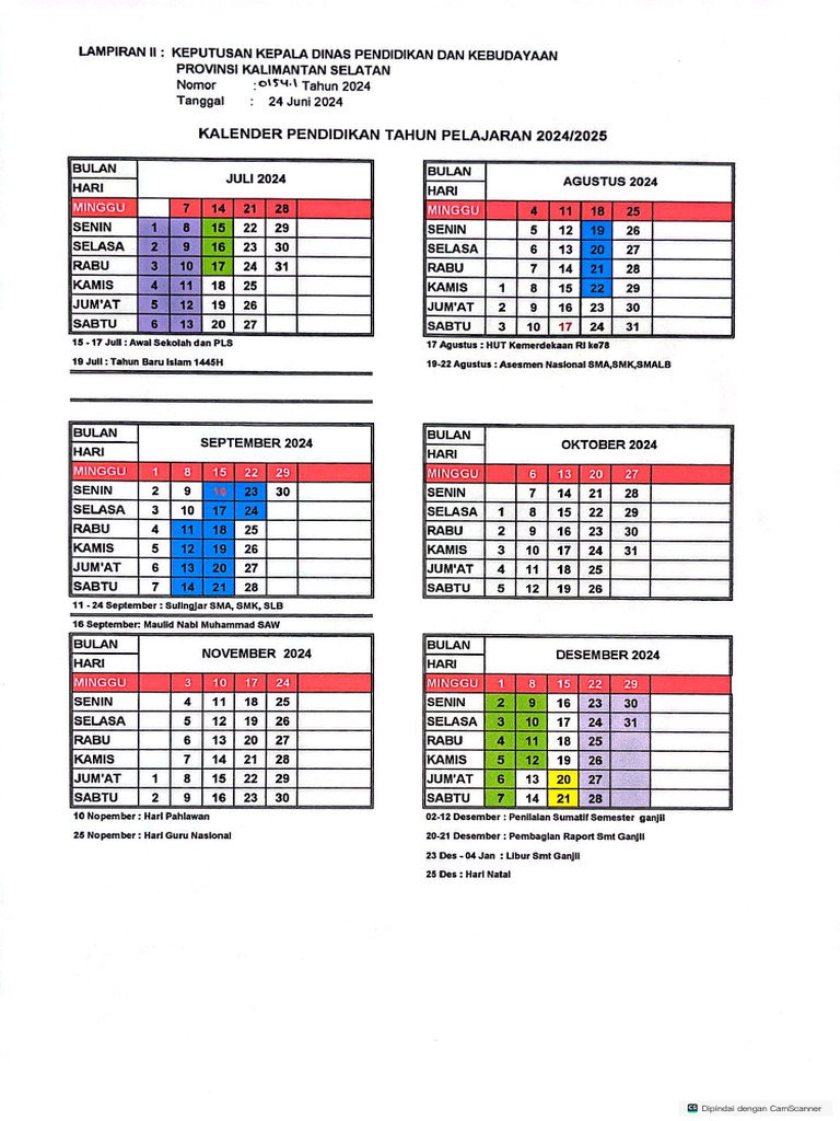 Kalender Pendidikan 2024 | PDF