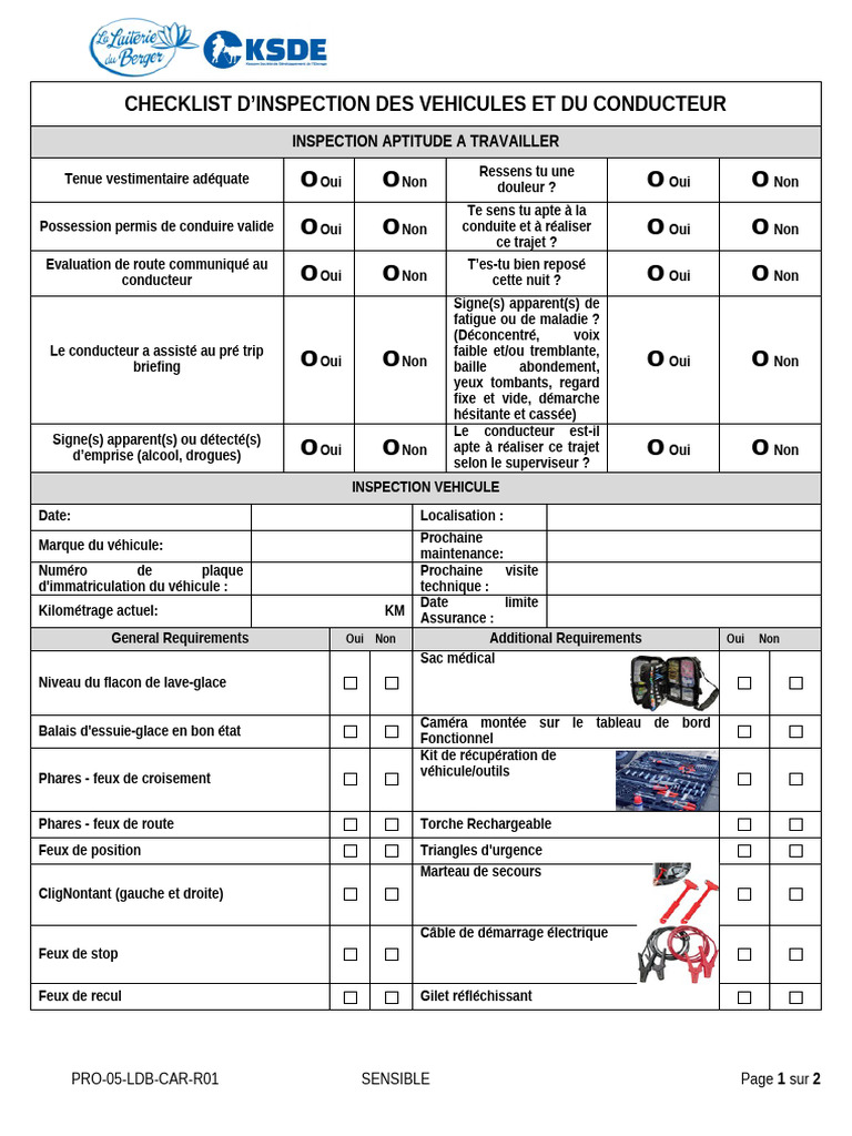 Checklist D'inspection Des Vehicules Et Du Conducteur | PDF