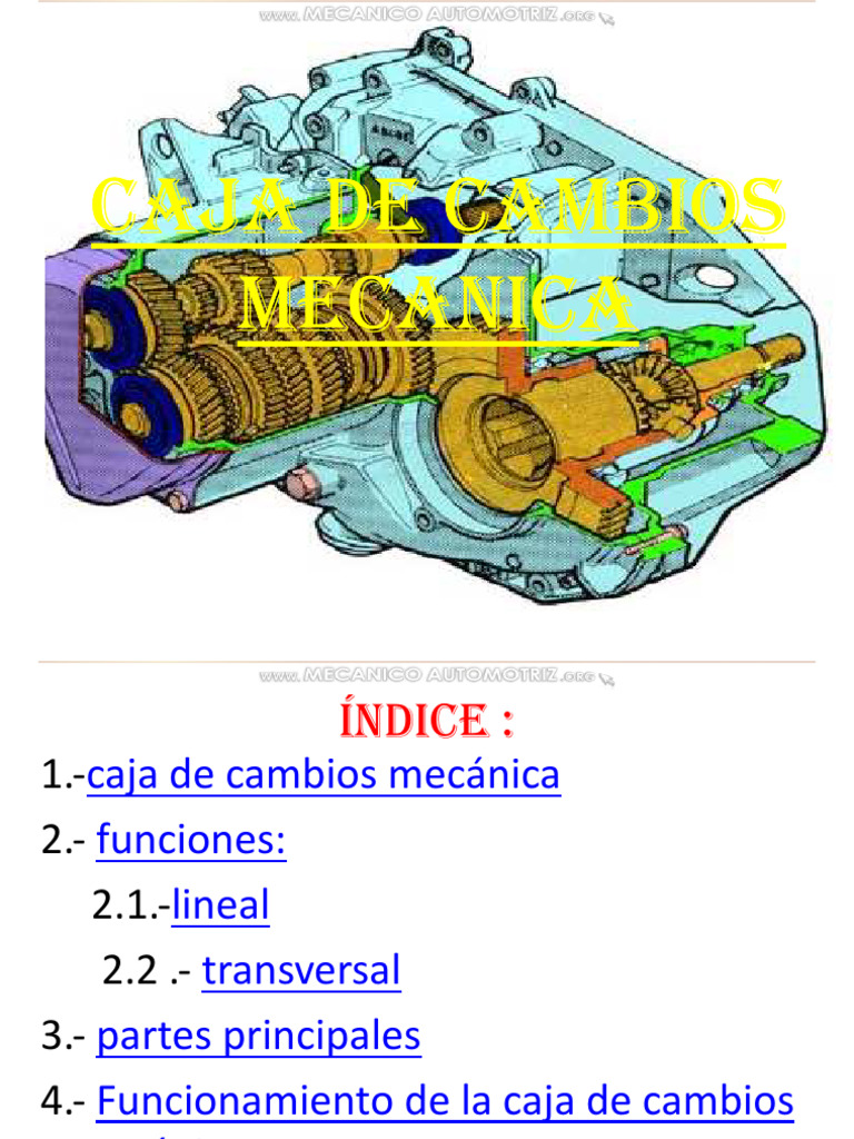 Curso Caja Cambios Mecanica Funciones Tipos Lineal Transversal Partes ...