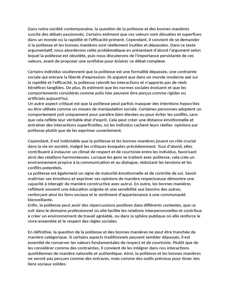Politesse | PDF