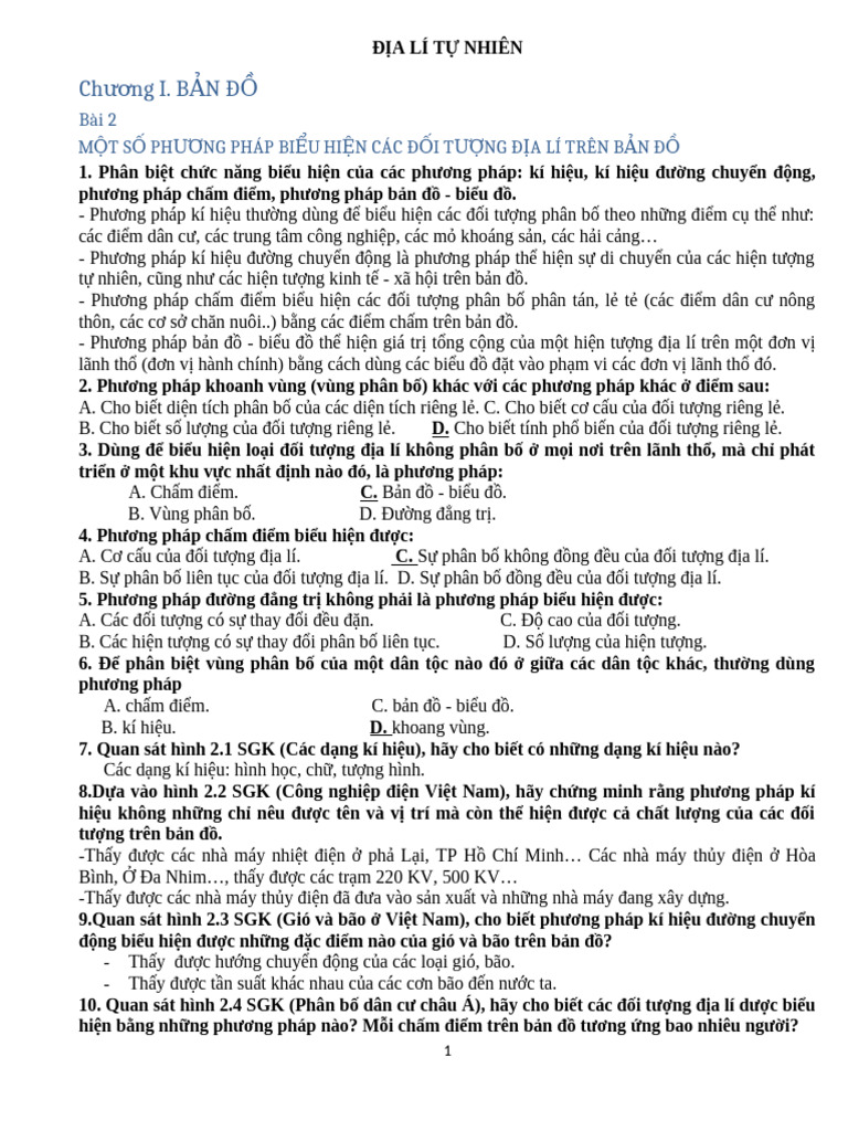 10 CÂU HỎI VÀ BÀI TẬP RÈN LUYỆN KĨ NĂNG ĐỊA LÍ 10 | PDF