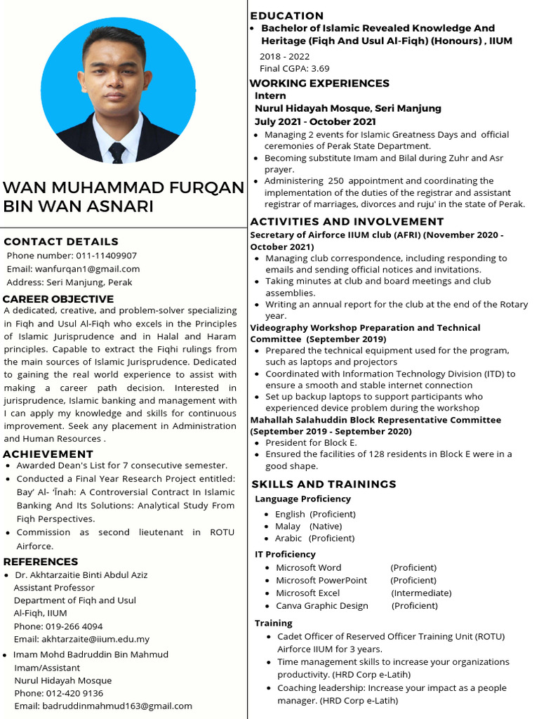 Resume Wan Muhammad Furqan Bin Wan Asnari | PDF