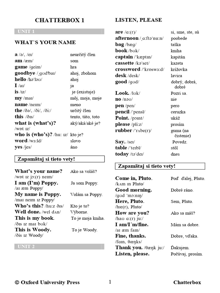 Chatterbox 1 and 2 | PDF