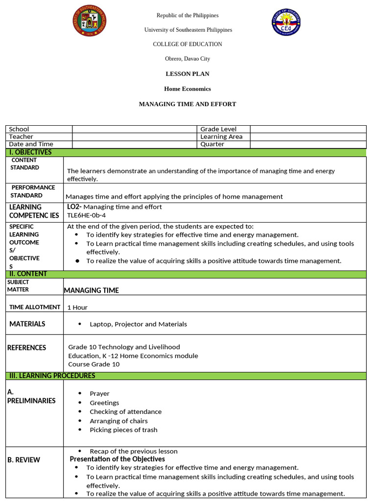 A Sample Lesson Plan-EIM | PDF