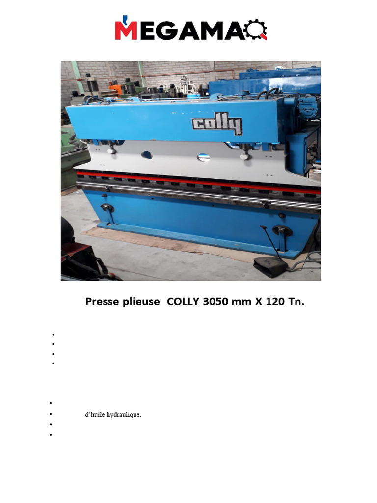 Fiche Technique Presse Plieuse COLLY 3050x120 TN | PDF