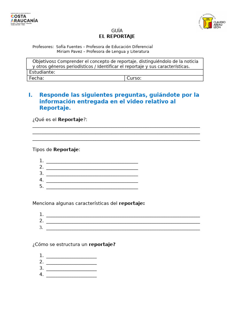 GUIA 1 Reportaje | PDF | Comunicación humana
