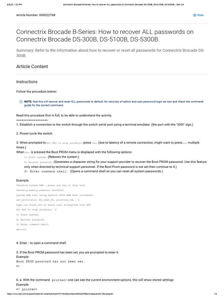 Connectrix Brocade B-Series - How To Recover ALL Passwords On Connectrix Brocade DS-300B, DS ...